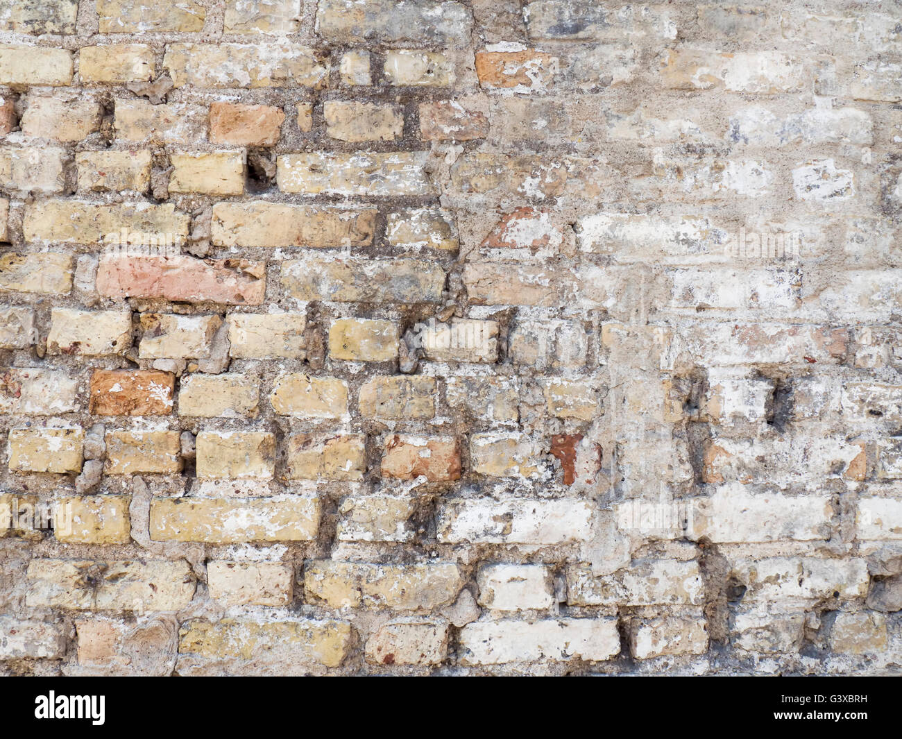 Old damaged rustic brick wall with plaster texture background Stock ...