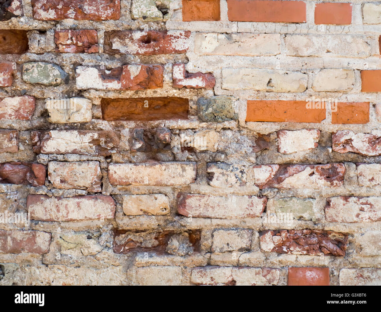 Vintage red brick wall with sprinkled white plaster texture background ...