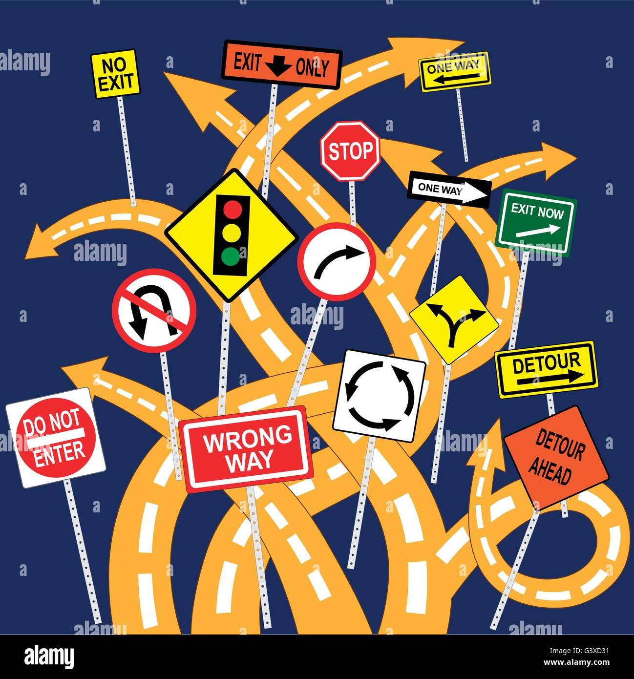 Confusing road signs Stock Vector Images - Alamy