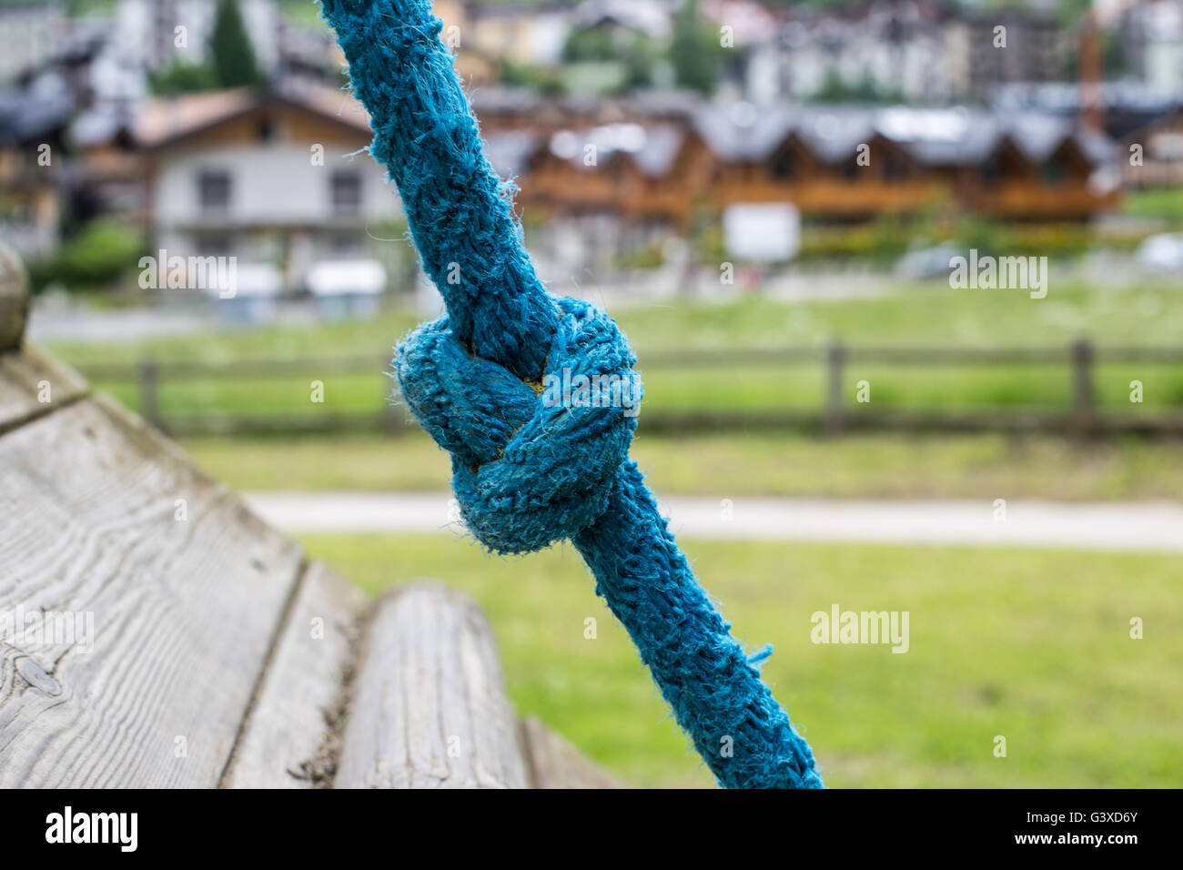 Blue Rope knot at playground Stock Photo - Alamy