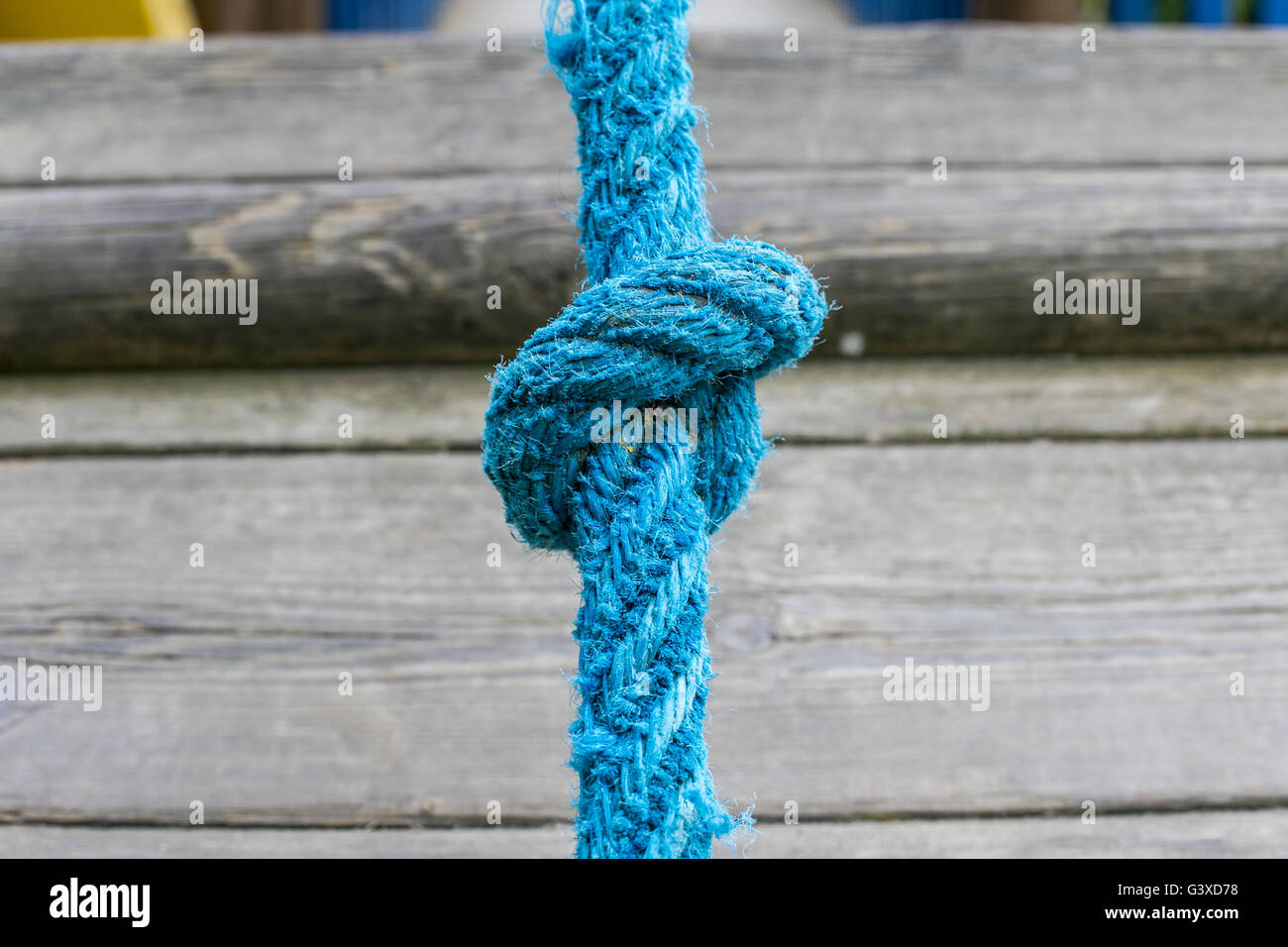 Blue Rope knot at playground Stock Photo - Alamy
