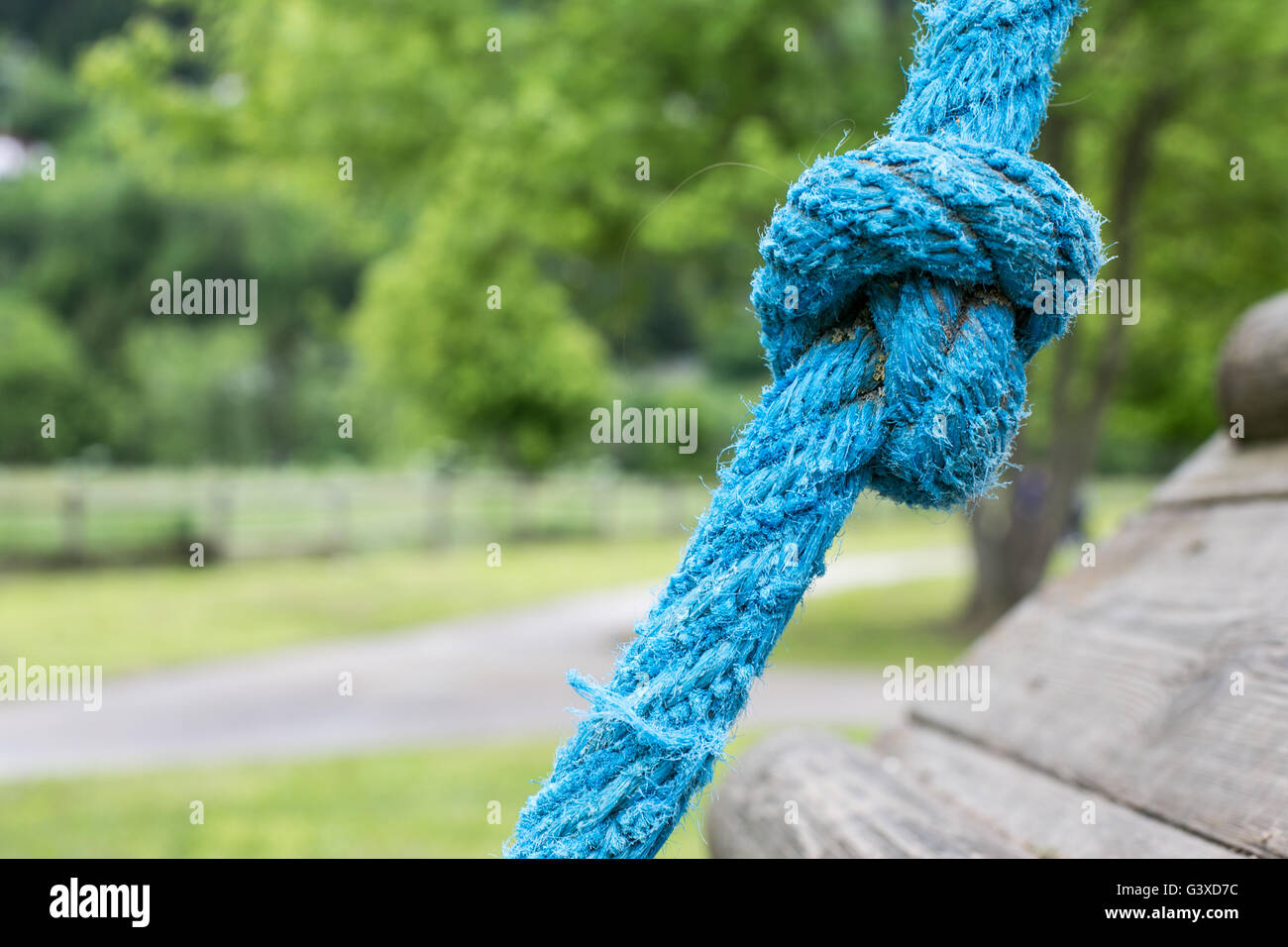 Blue Rope knot at playground Stock Photo - Alamy