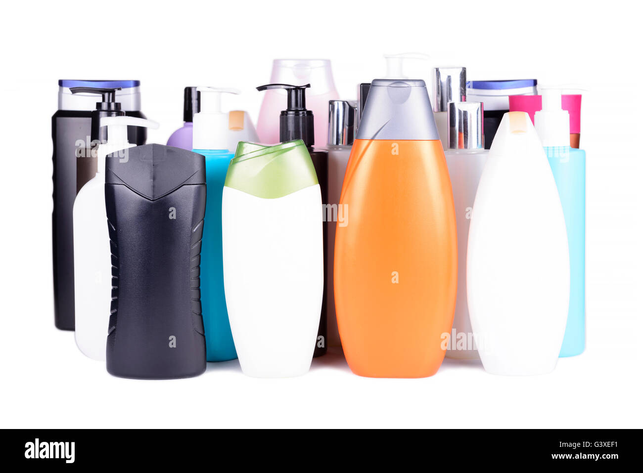 Lots plastic bottles shampoo Cut Out Stock Images & Pictures - Alamy