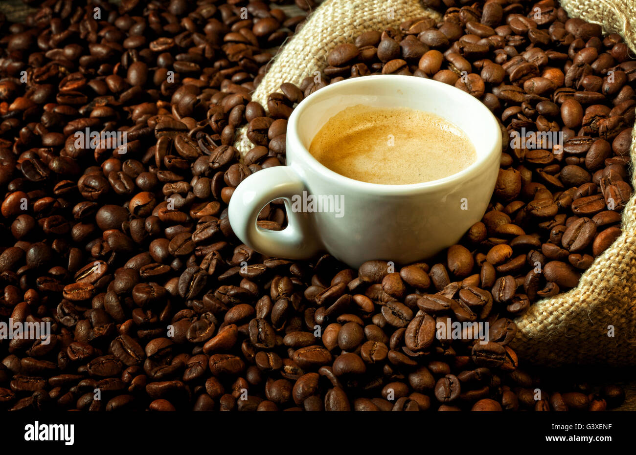 real espresso and coffee grain Stock Photo - Alamy