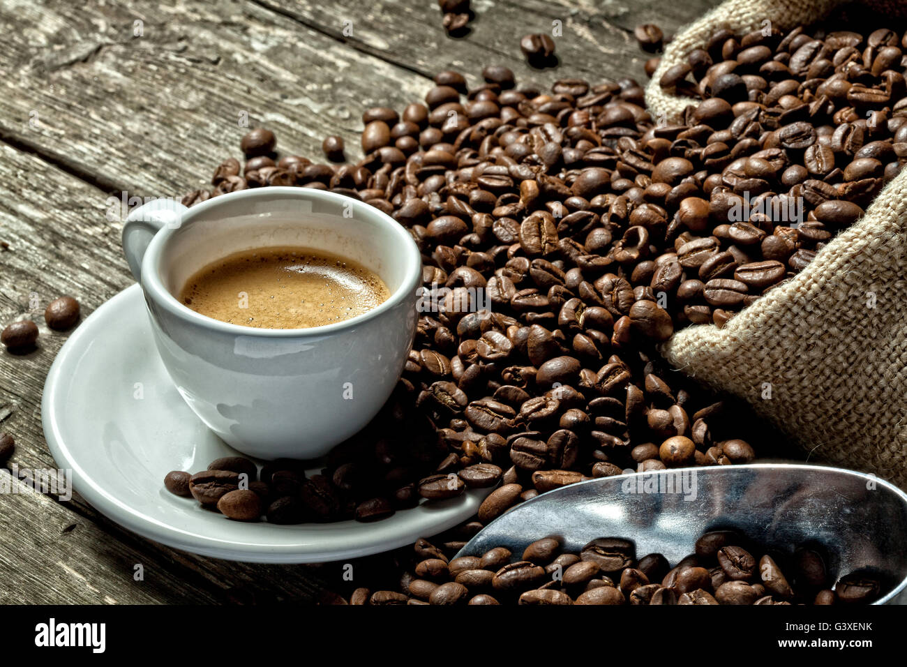 real espresso and coffee grain Stock Photo - Alamy