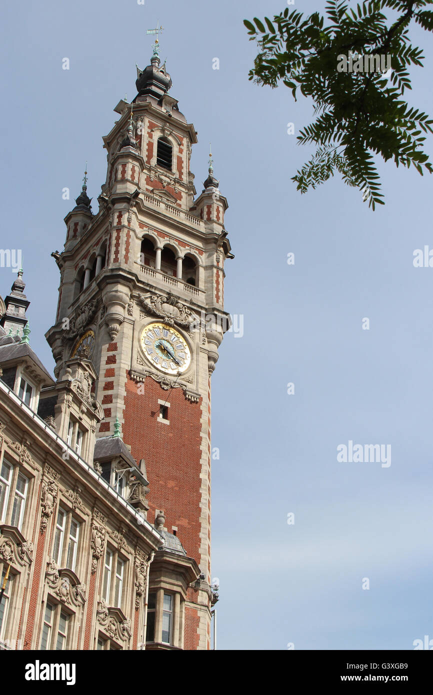 The clock tower of a public building in Lille (France Stock Photo - Alamy