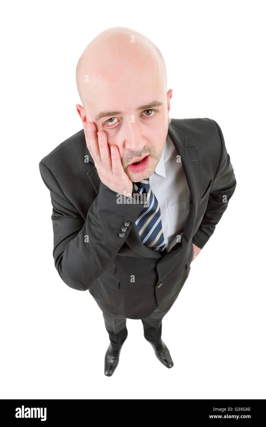 businessman with a headache, full body, in a white background Stock ...