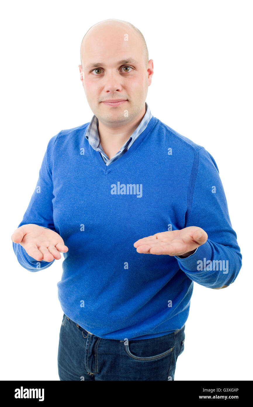 Young man showing his palms, isolated on white background Stock Photo ...