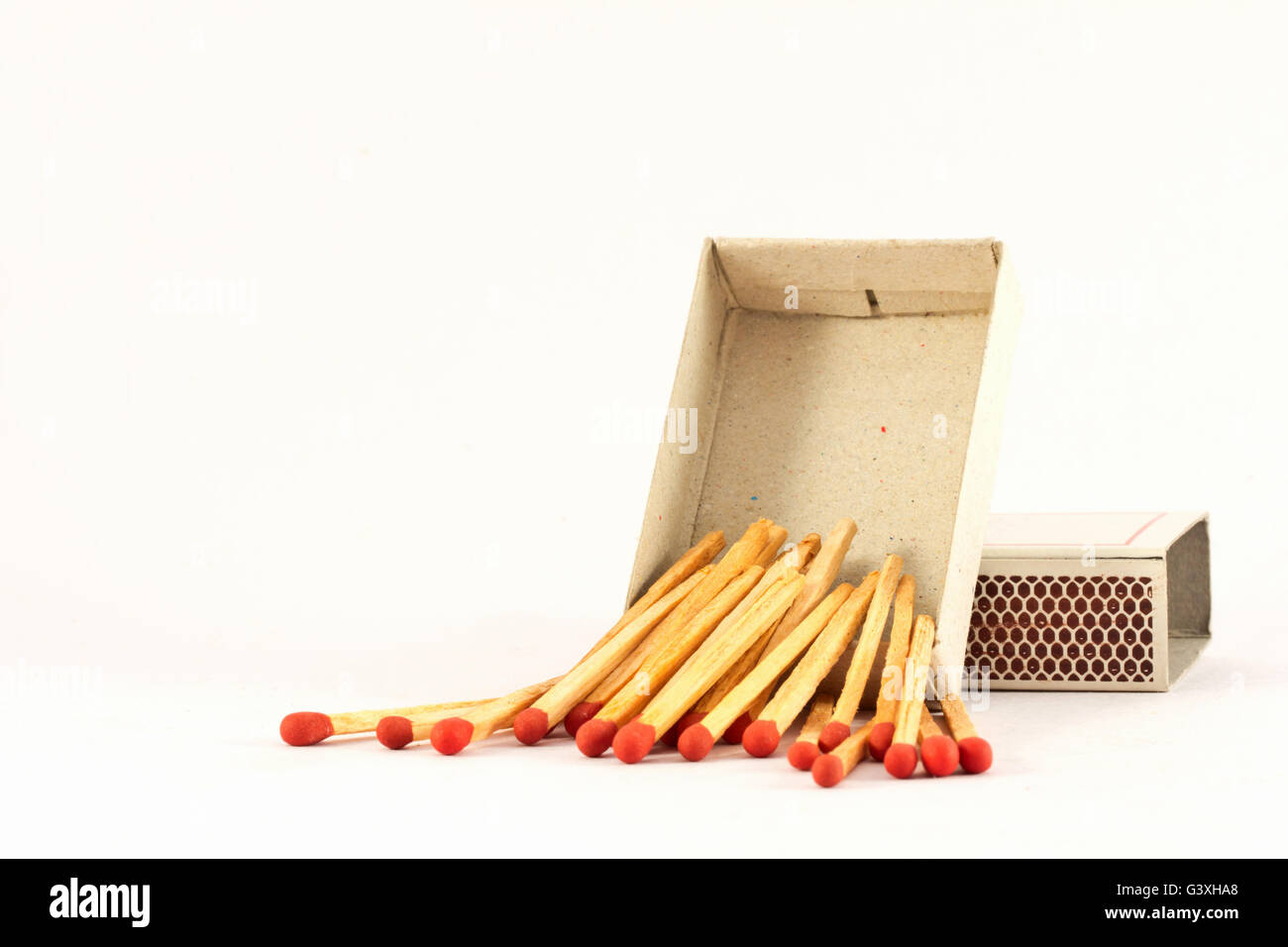 The matches fallen from matchbox Stock Photo - Alamy