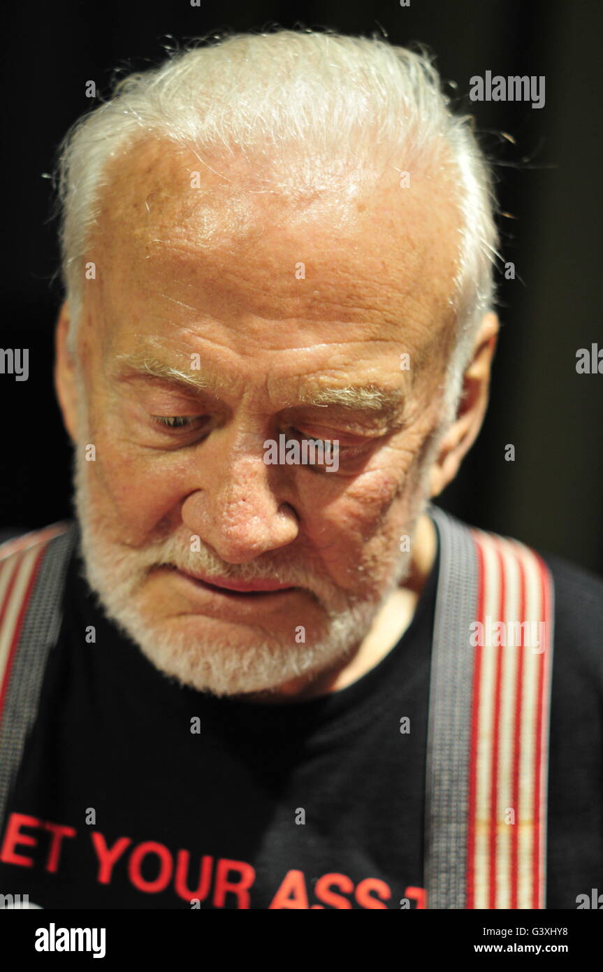 Buzz Aldrin promoting his latest book 'No Dream Is Too High' Stock ...