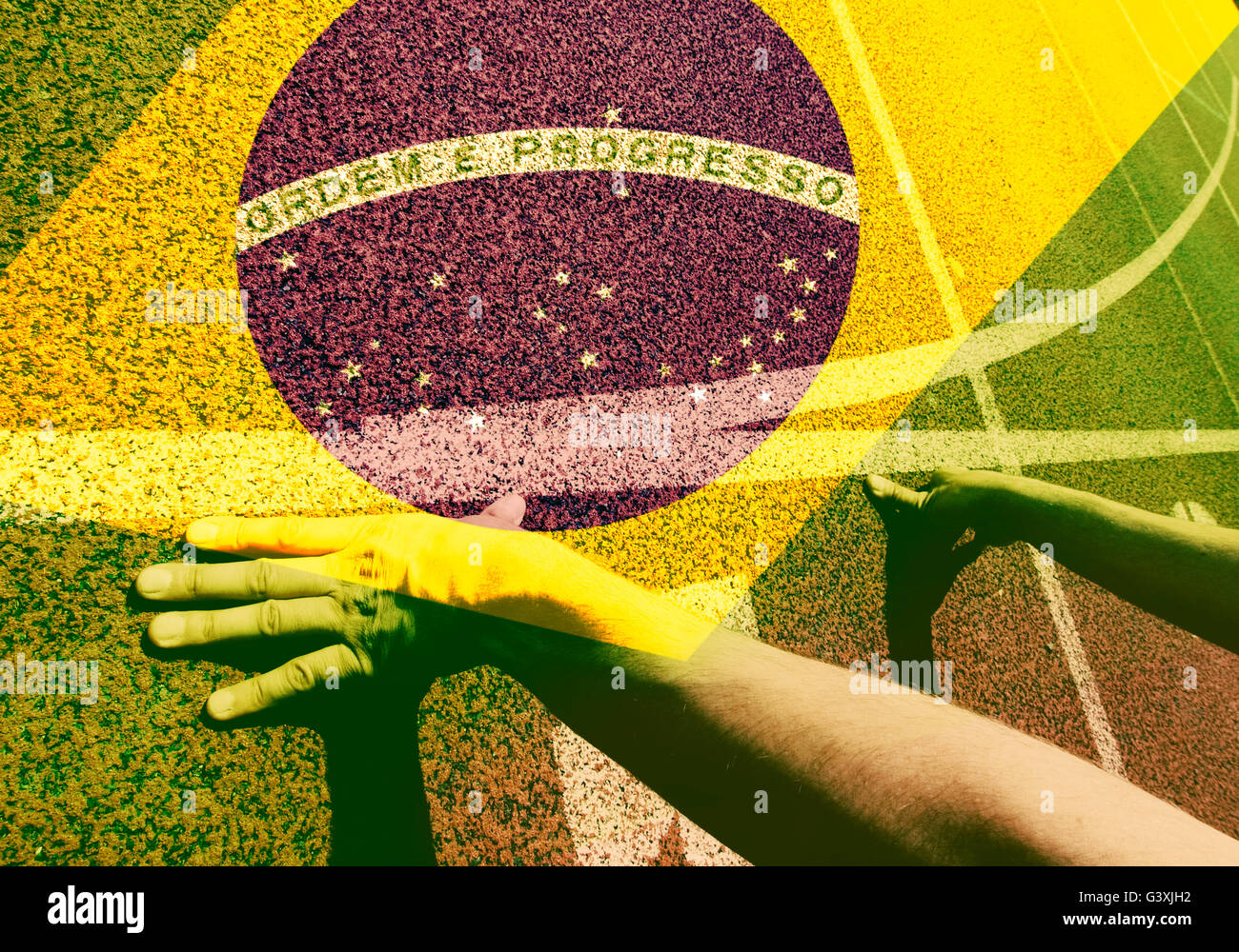 Brazil flag on running track Stock Photo - Alamy