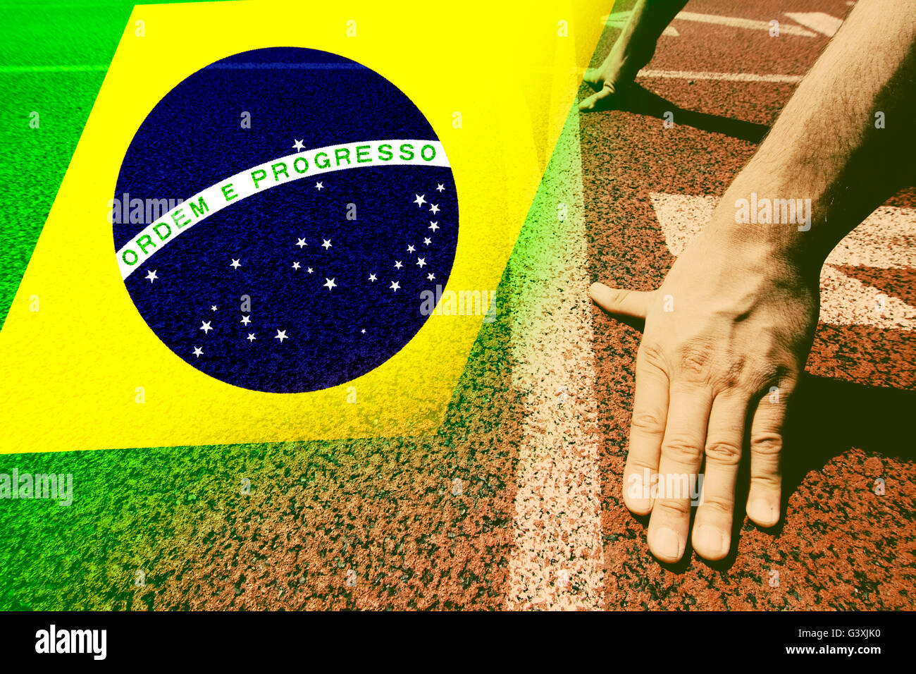 Brazil flag on running track Stock Photo - Alamy