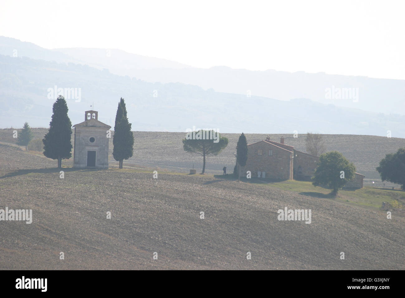 a beautiful view of the countryside in Tuscany, Italy, hills with ...