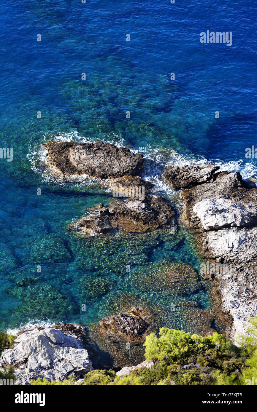 Top view on blue clear sea at sun day. Mediterranean sea, Turkey Stock ...