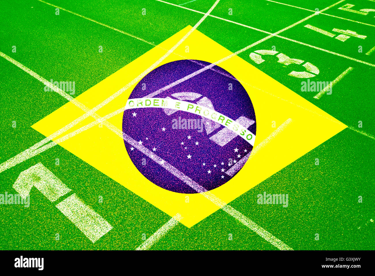 Brazil flag on running track Stock Photo - Alamy