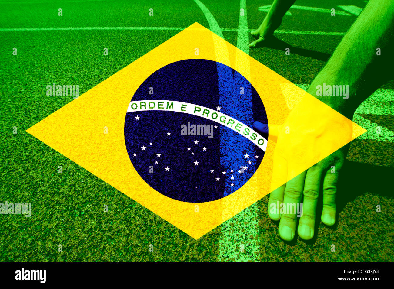 Brazil flag on running track Stock Photo - Alamy