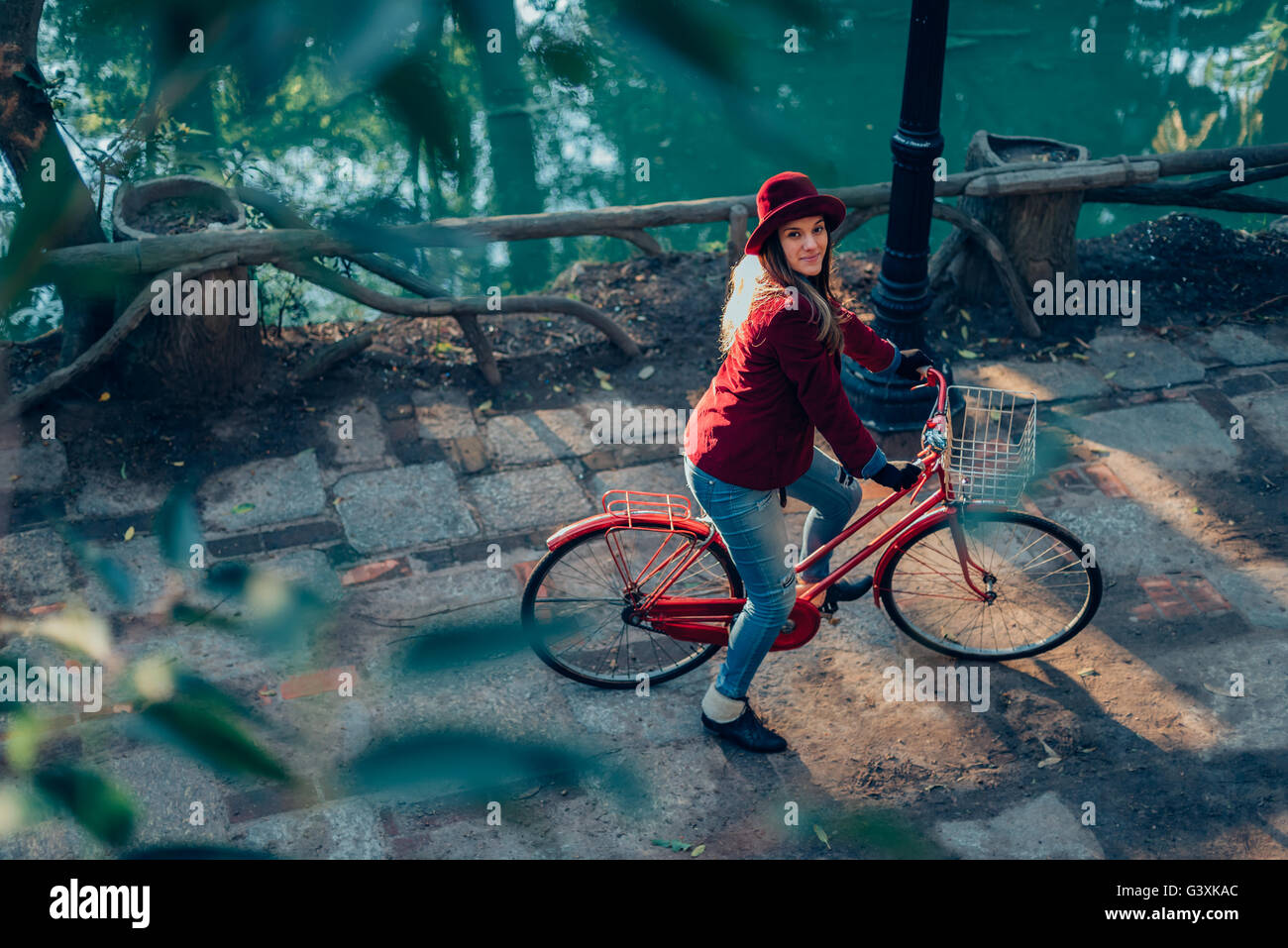 Woman bike top view vintage hi-res stock photography and images - Alamy