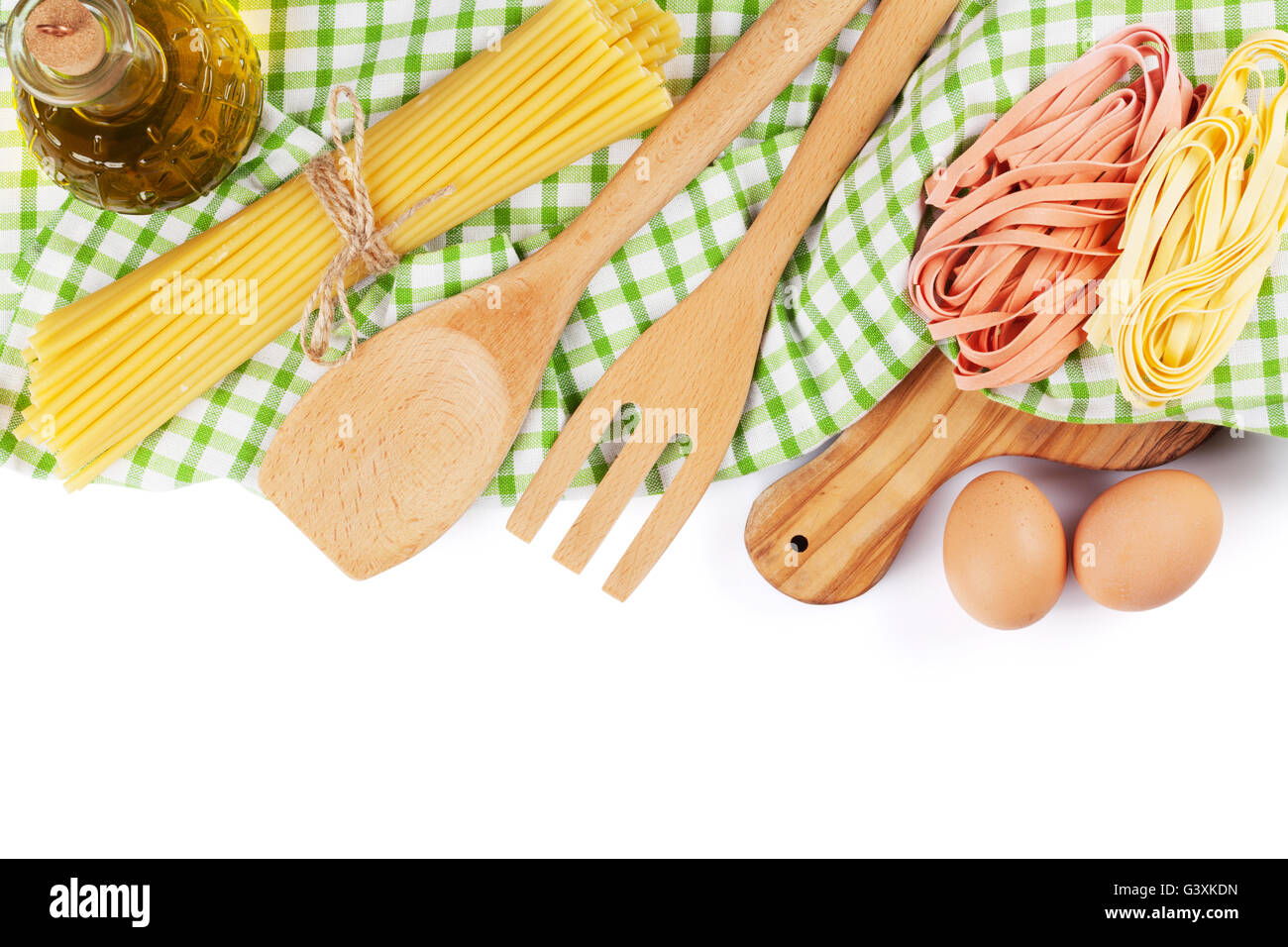 Cooking utensils and ingredients. Isolated on white background Stock ...