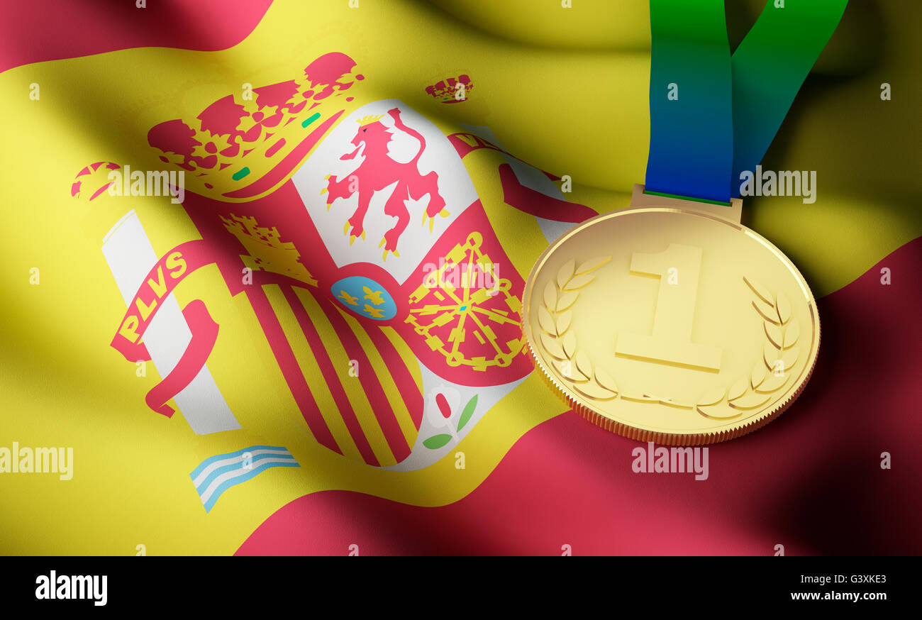 Spain flag, gold medal Stock Photo - Alamy
