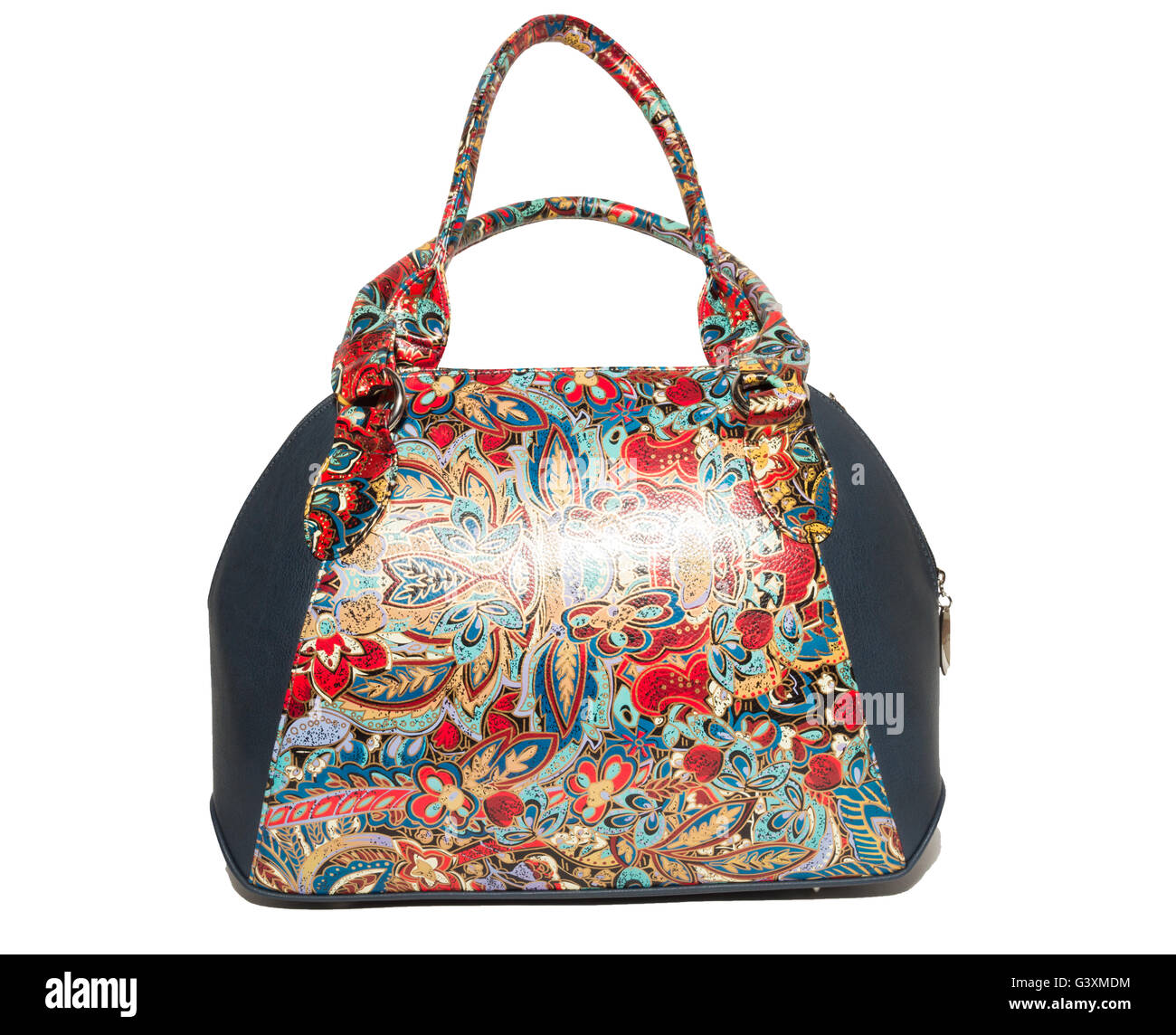 The photograph shows a female handbag on a white background Stock Photo ...