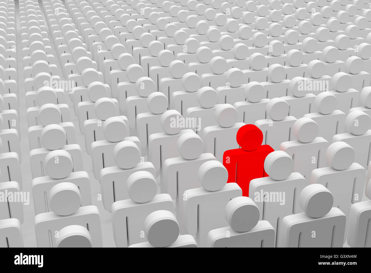 one red man in the crowd white characters, 3d rendering Stock Photo - Alamy