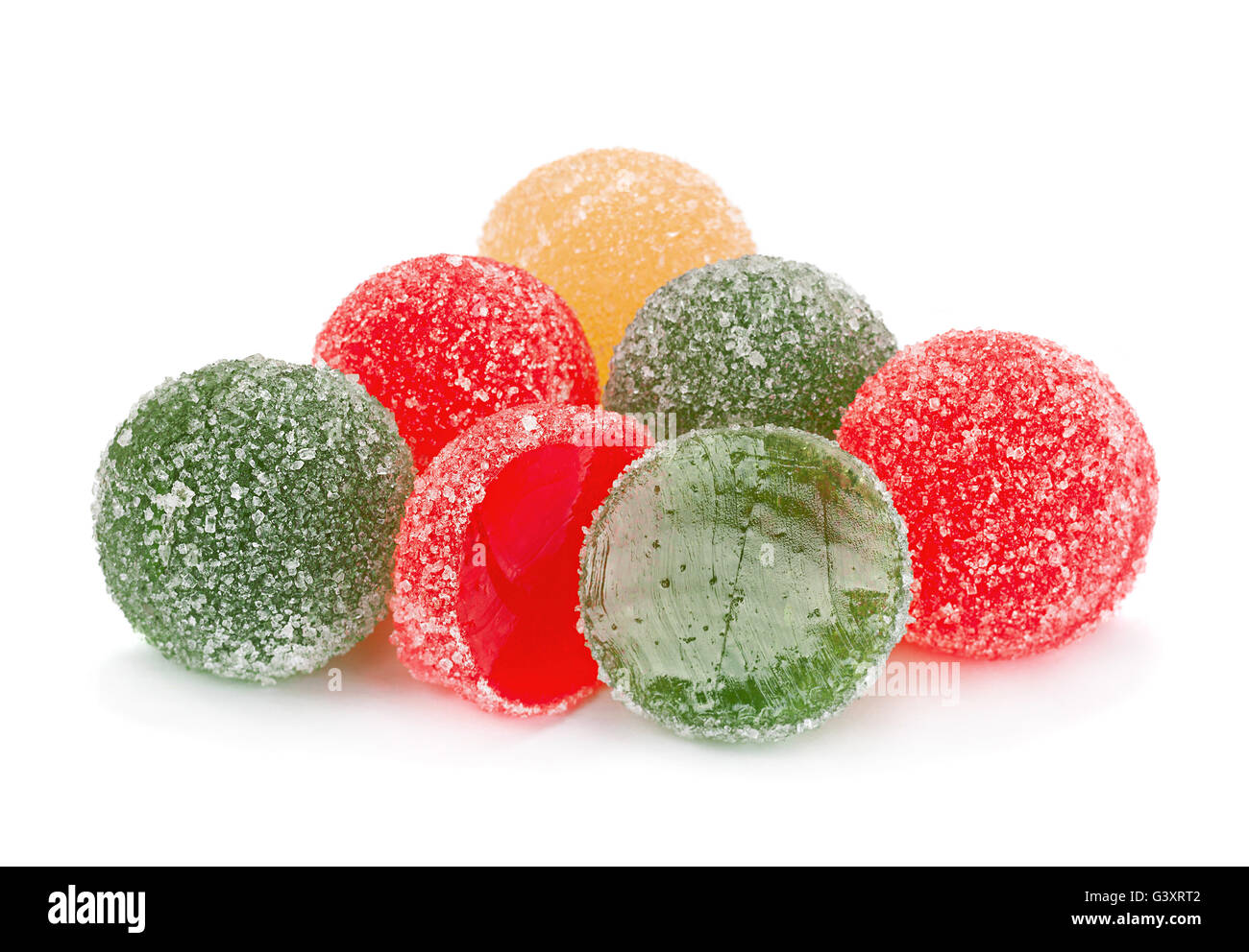 Candied round fruit jelly isolated on white background Stock Photo - Alamy