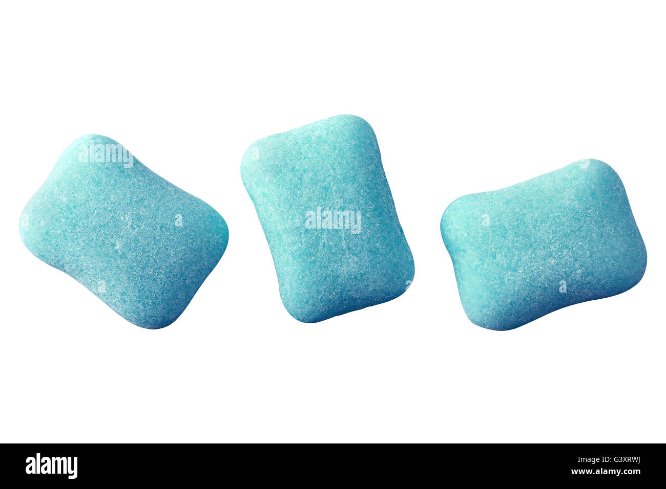 Blue chewing gum piece macro isolated on white background Stock Photo ...