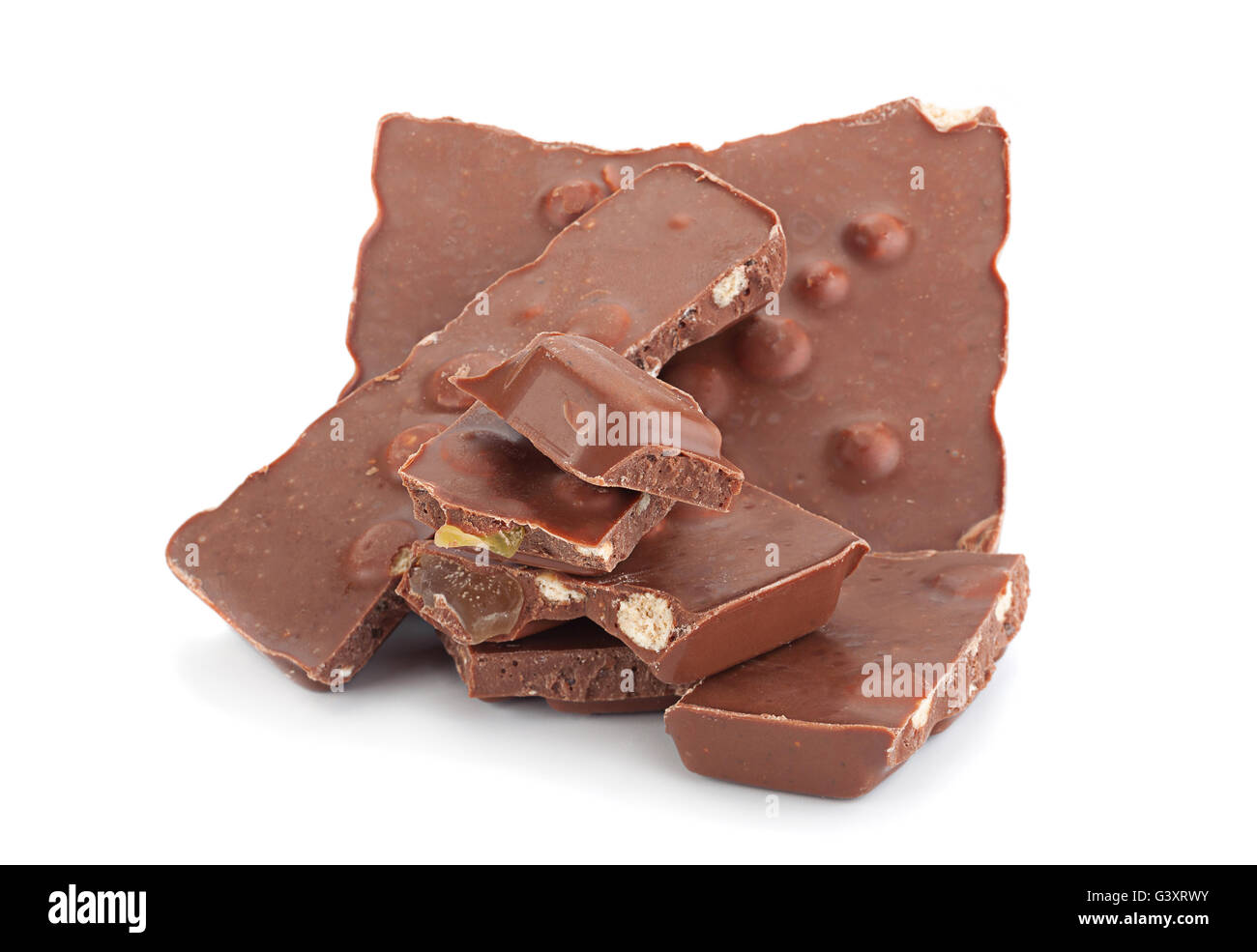 Chocolate block slice with cake isolated on white Stock Photo - Alamy
