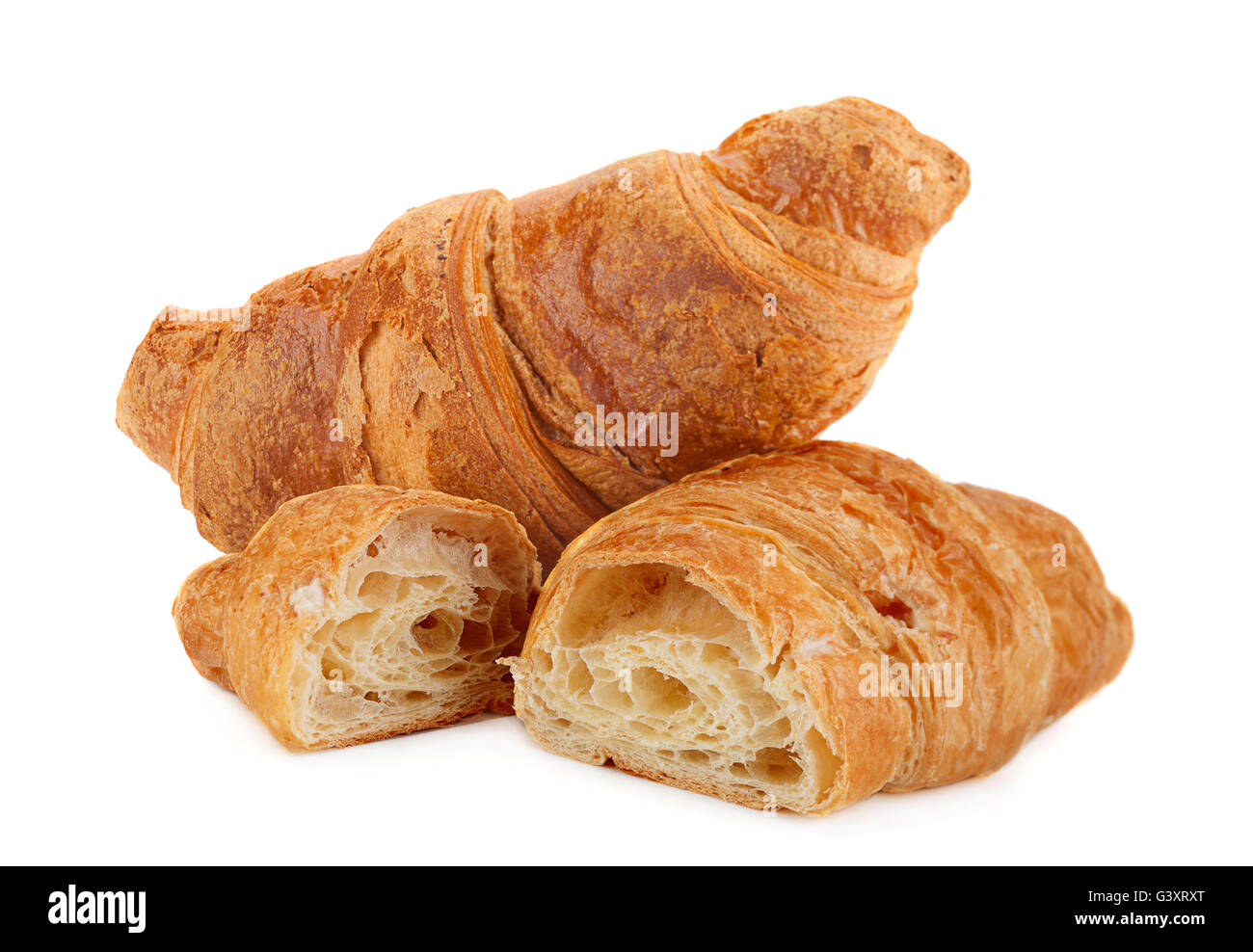 Croissant snack closeup isolated on white background Stock Photo - Alamy