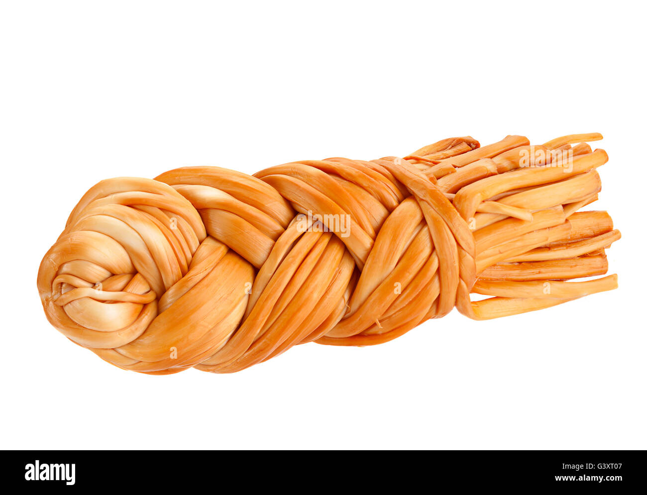 Smoked braided cheese isolated on white background Stock Photo - Alamy