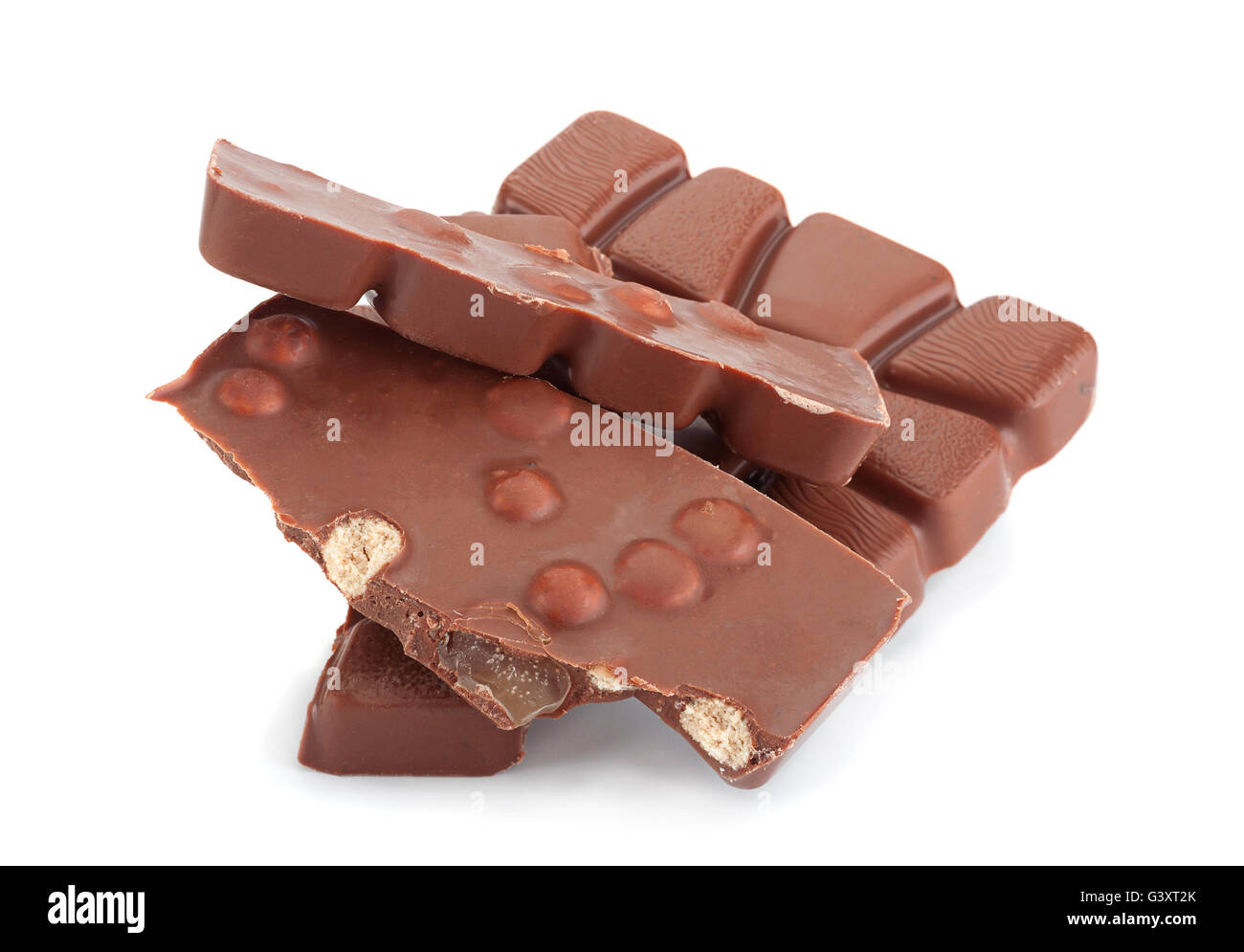 Chocolate block slice with cake isolated on white Stock Photo - Alamy