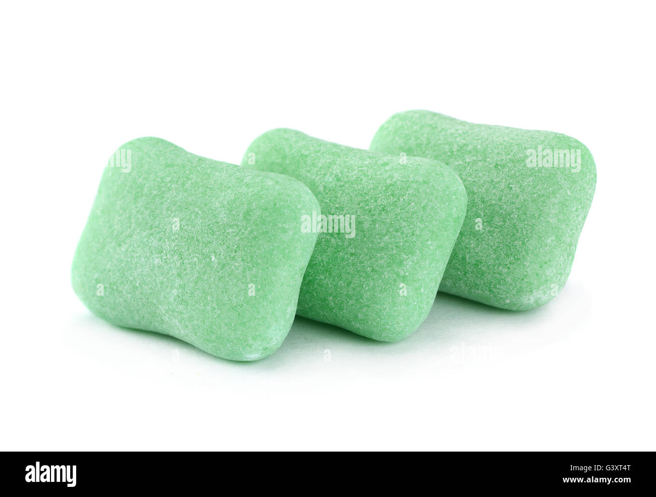 Green chewing gum piece macro isolated on white background Stock Photo ...