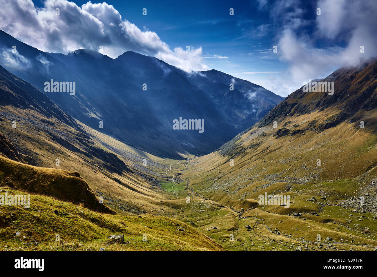 Landscape with a valley between mountains in a summer day Stock Photo ...