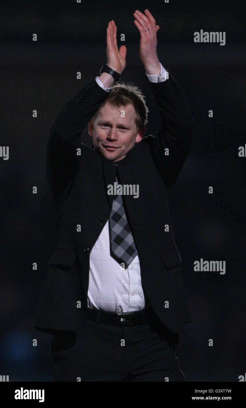 Hereford United Manager Jamie Pitman celebrates after their 1-0 win ...