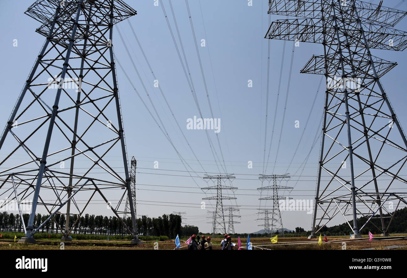Beijing, China. 16th June, 2016. The ultra-high-voltage transmission ...