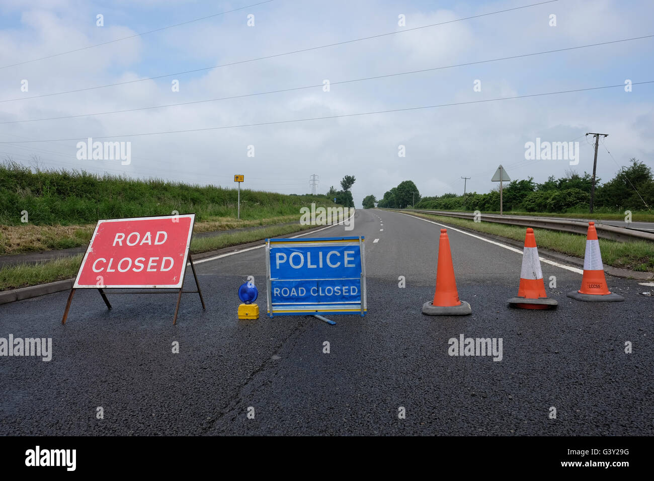 police road closed sign Stock Photo - Alamy