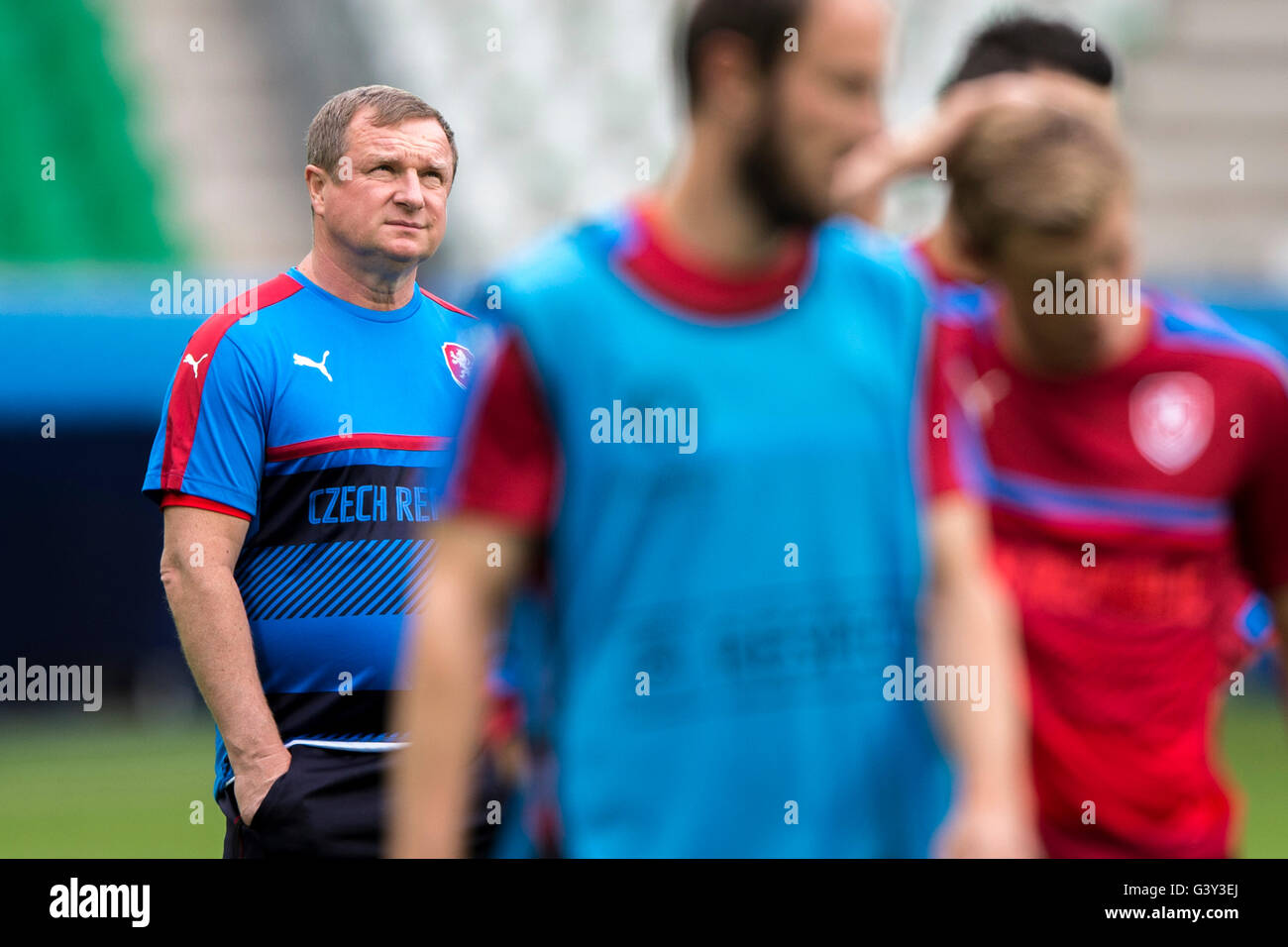 Saint Etienne, France. 16th June, 2016. Czech coach Pavel Vrba attends ...