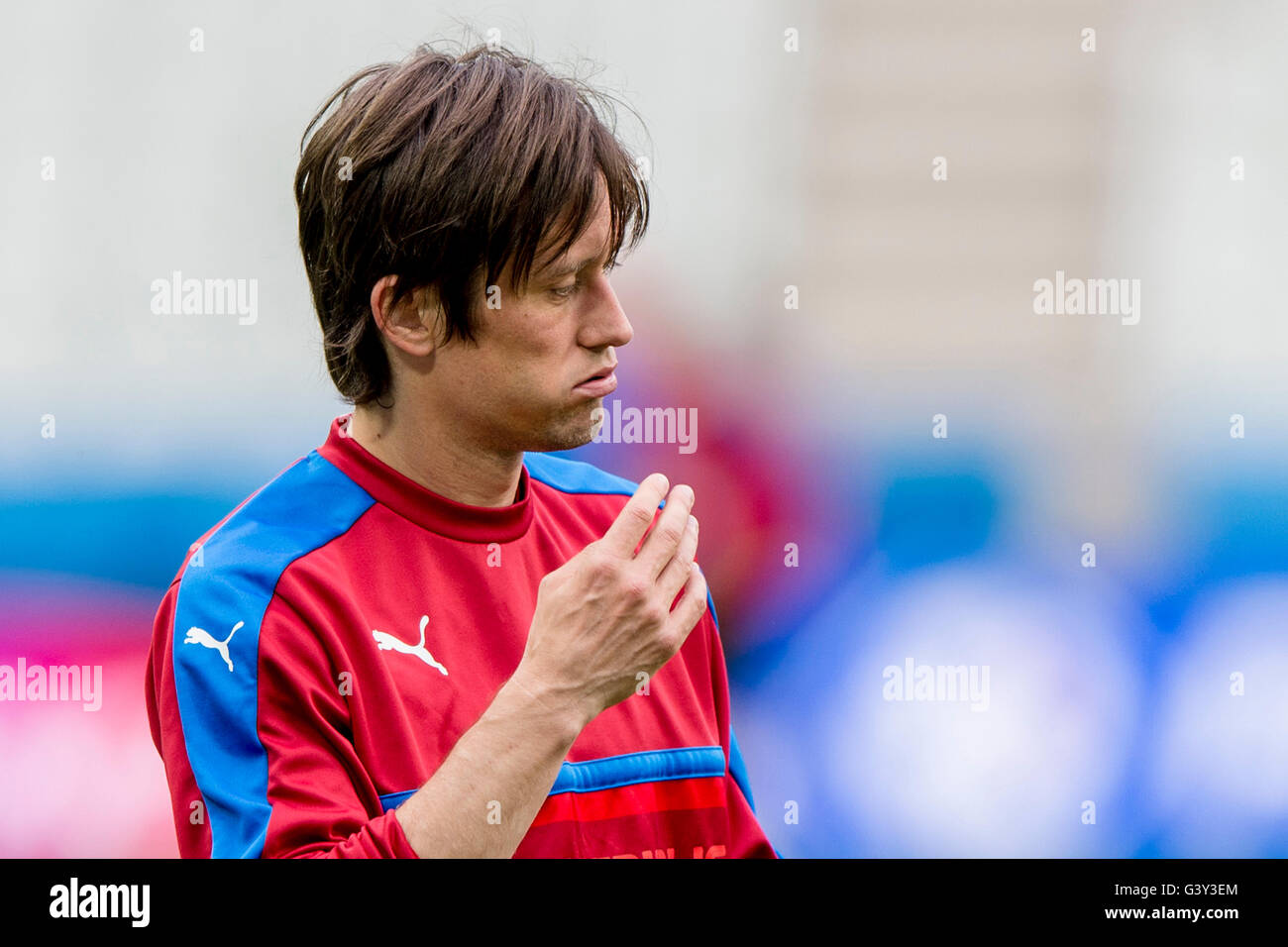 Saint Etienne, France. 16th June, 2016. Czech soccer player Tomas ...