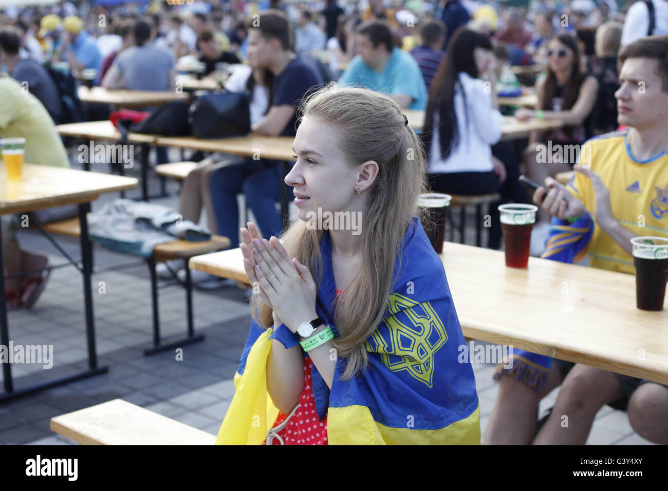 Kiev, Ukraine. 16th June, 2016. Fan zones in Ukraine on the occasion of ...