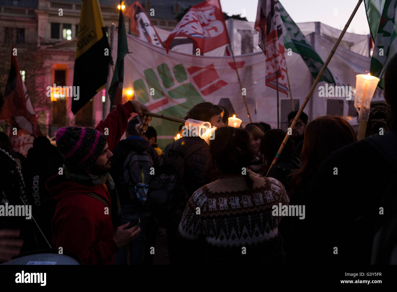 People marching with torchlights in La Plata, Argentina Stock Photo - Alamy