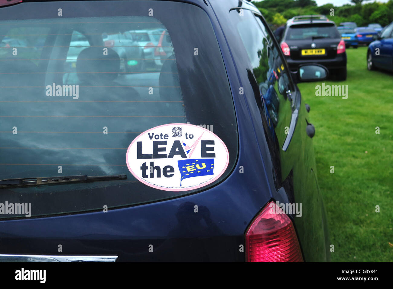 Sign " vote to leave eu " on the car in Cornwall, England. © Juergen ...