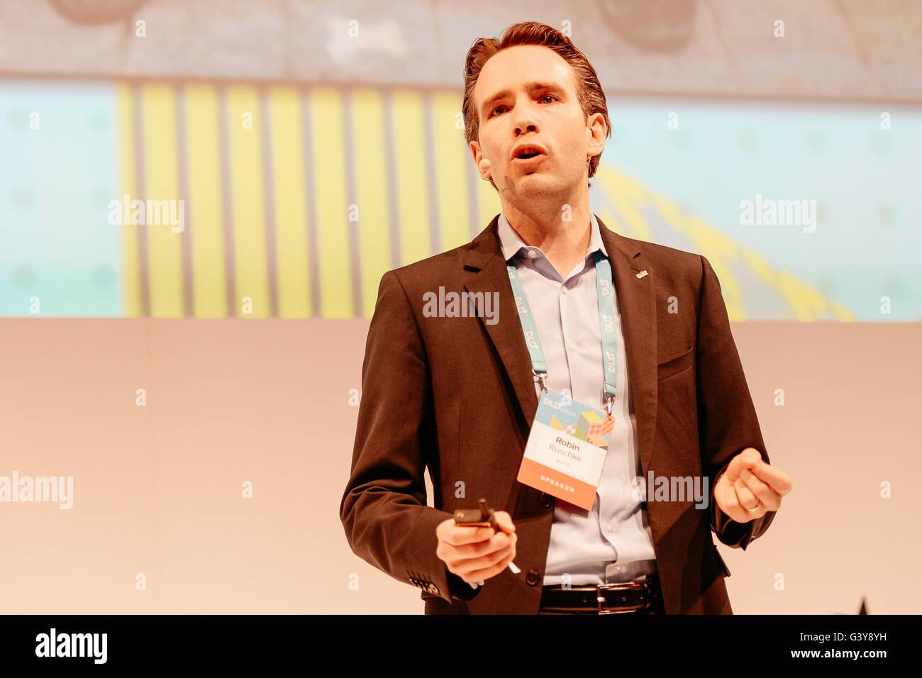MUNICH/GERMANY - JUNE 16: Robin Ruschke (SIXT AG) speaks onstage during ...