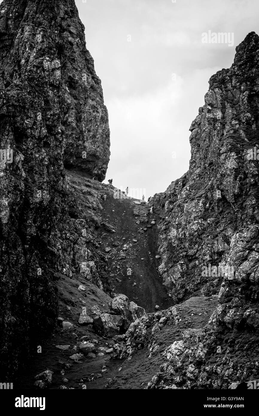 Old Man of Storr rock and hikers, Isle of Skye, Scotland Stock Photo ...