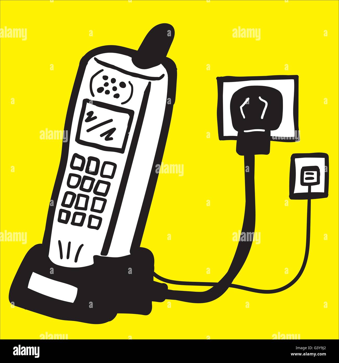 Telephone doodle icon with separated fill and background layers Stock ...