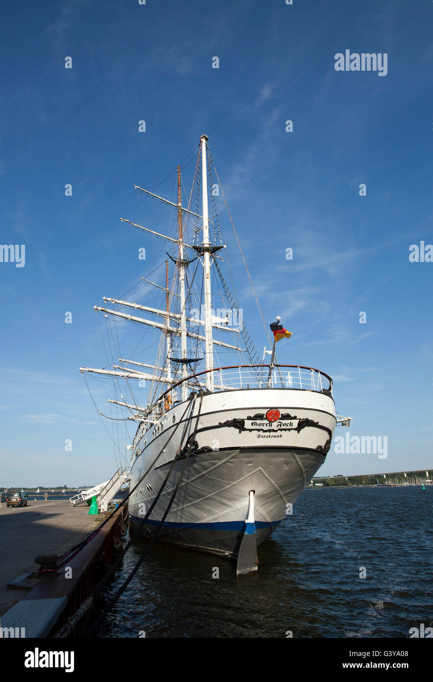Gorch Fock three-mast barque, Stralsund, Mecklenburg-Western Pomerania ...