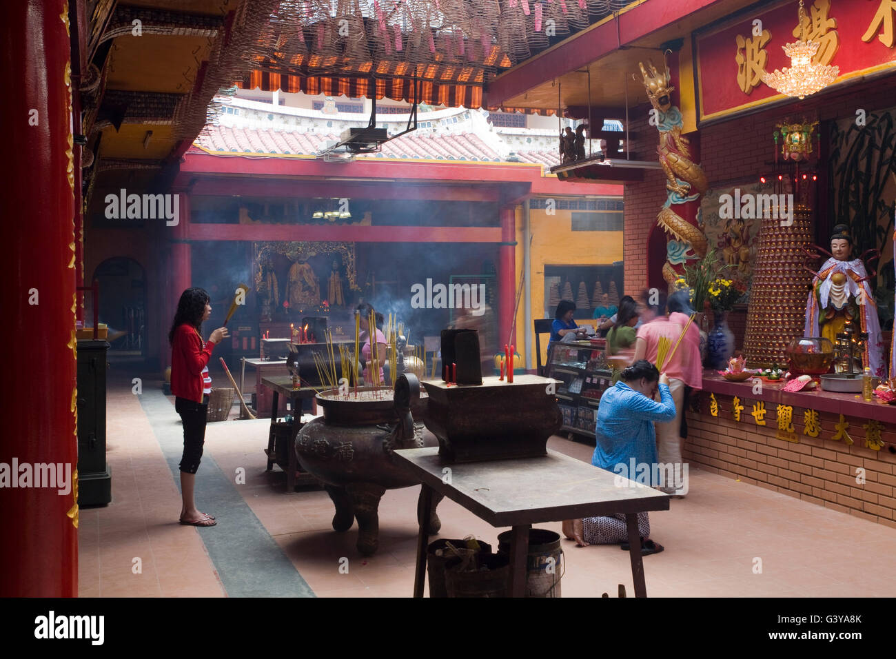 Chua Quan Am Temple or Pagoda in the Chinese Quarter of "Cholon" in ...