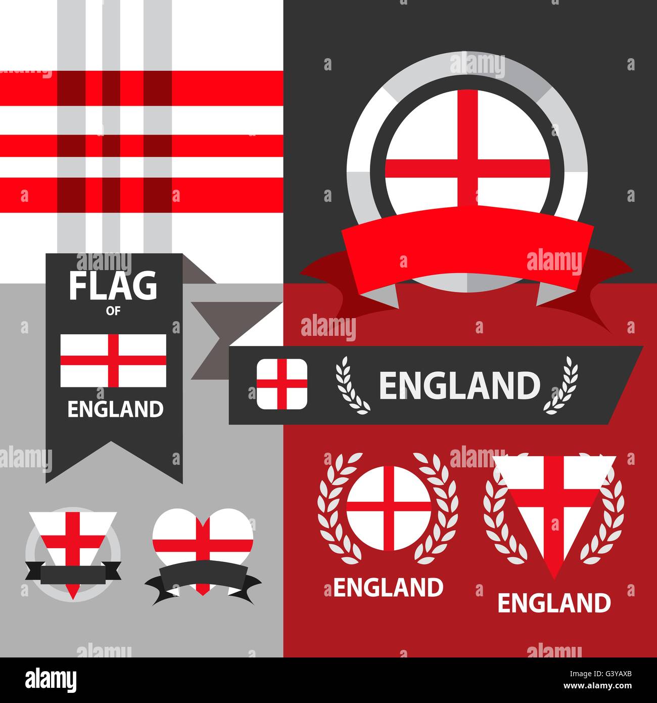 Set of England flag, emblem and pattern background Stock Vector Image ...