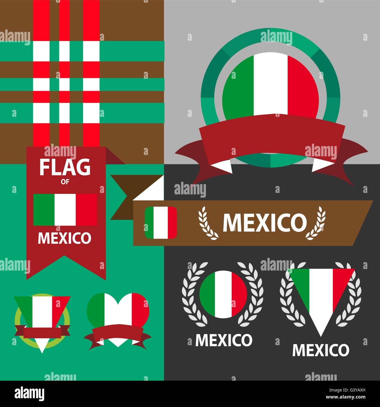 Set of Mexico flag, emblem and pattern background Stock Vector Image & Art - Alamy
