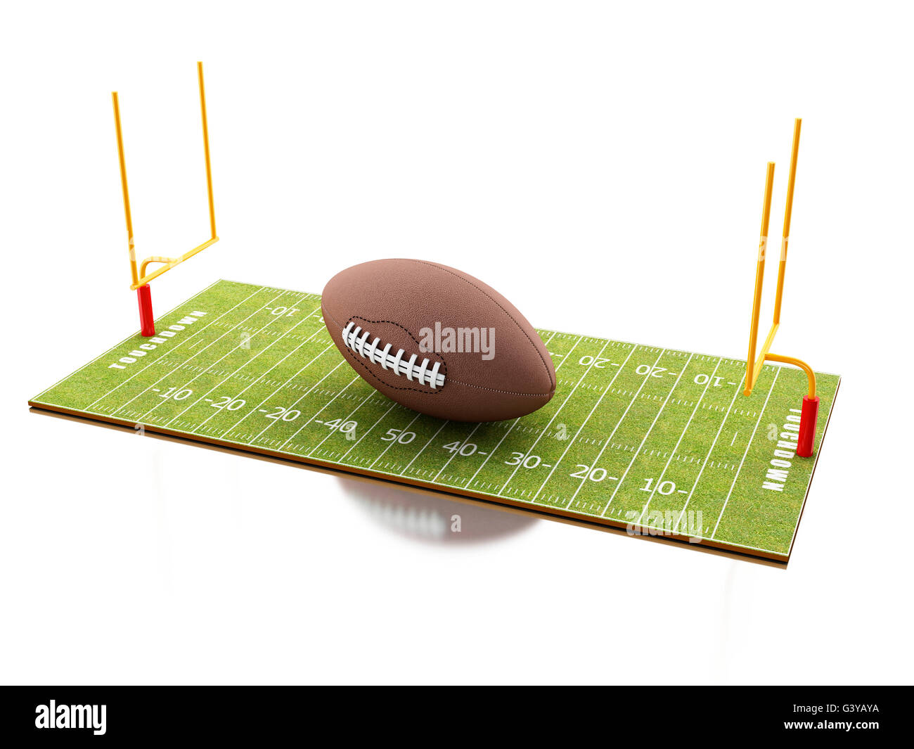 3d renderer image. American Football field with ball. Sport concept ...