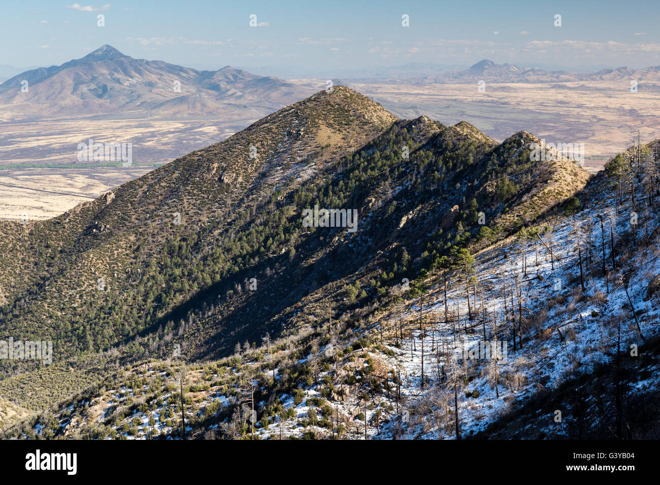 Snow coats the higher elevations of the Huachuca Mountains and other ...